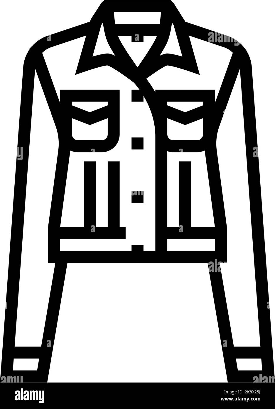 Denim Jacket Outerwear Female Line Icon Vector Illustration Stock