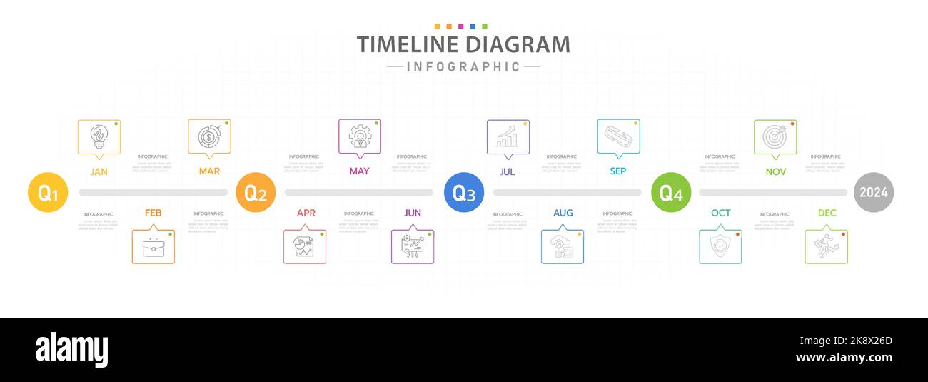 Infographic template for business. 12 Months modern Timeline diagram ...