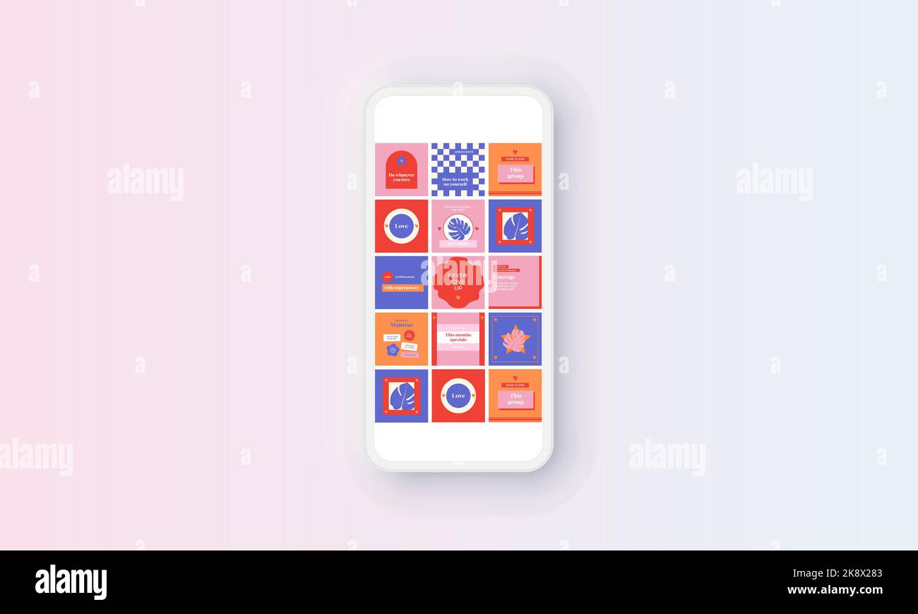 Template Screen Interface Application Posts for Social Media Stock Vector Image & Art - Alamy