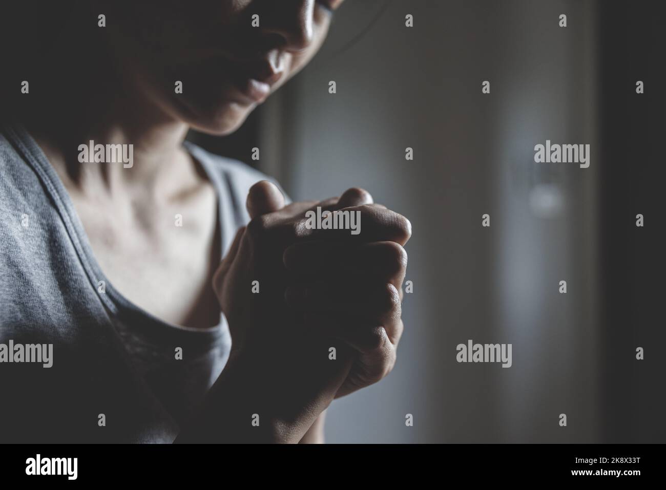 Woman Pray for god blessing to wishing have a better life. woman hands ...