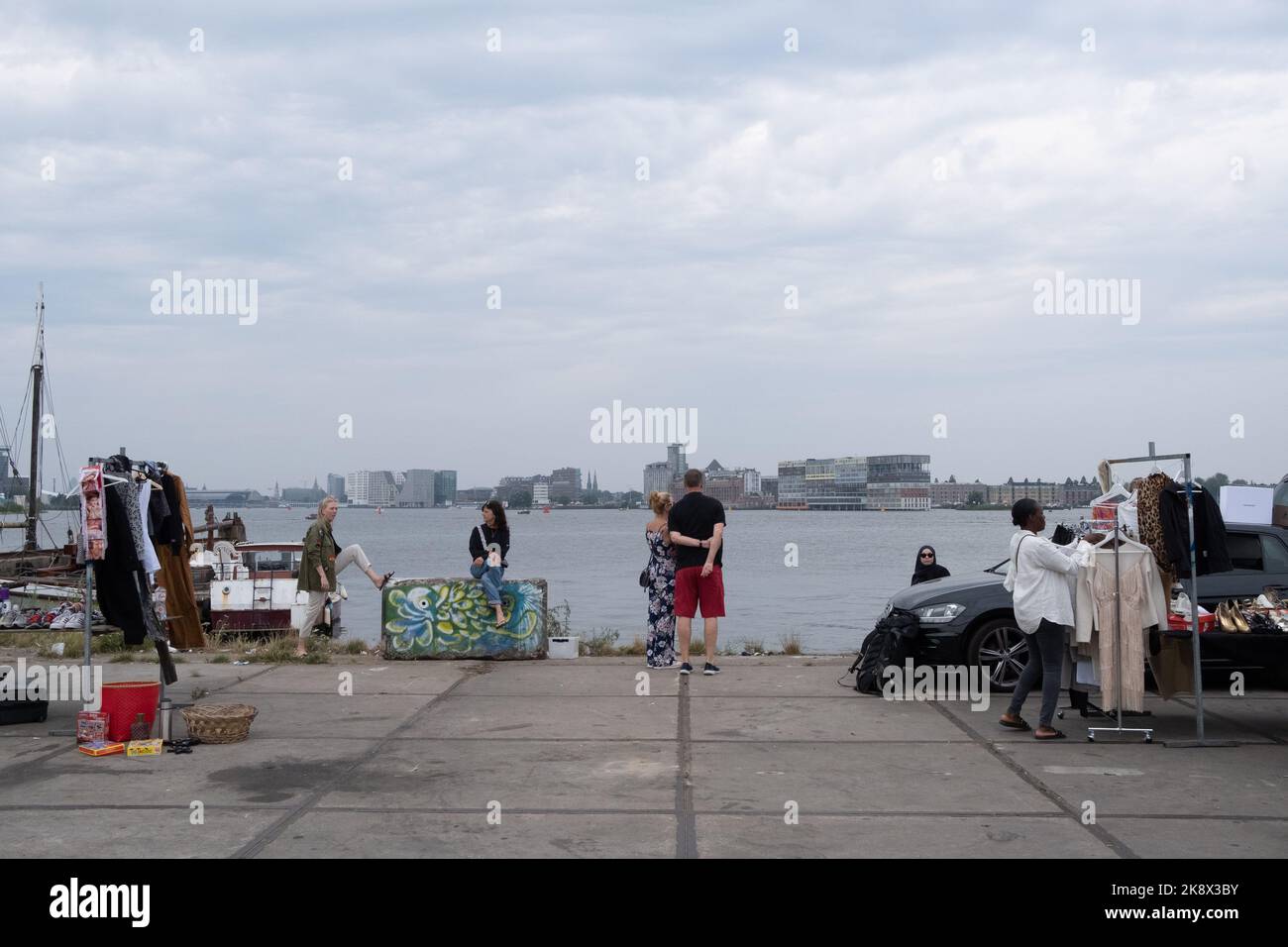 Netherlands, Amsterdam, July 2021. Illustration of daily life in ...