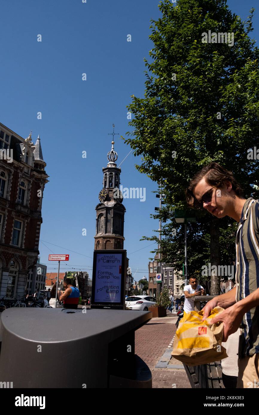Netherlands, Amsterdam, July 2021. Illustration of daily life in ...