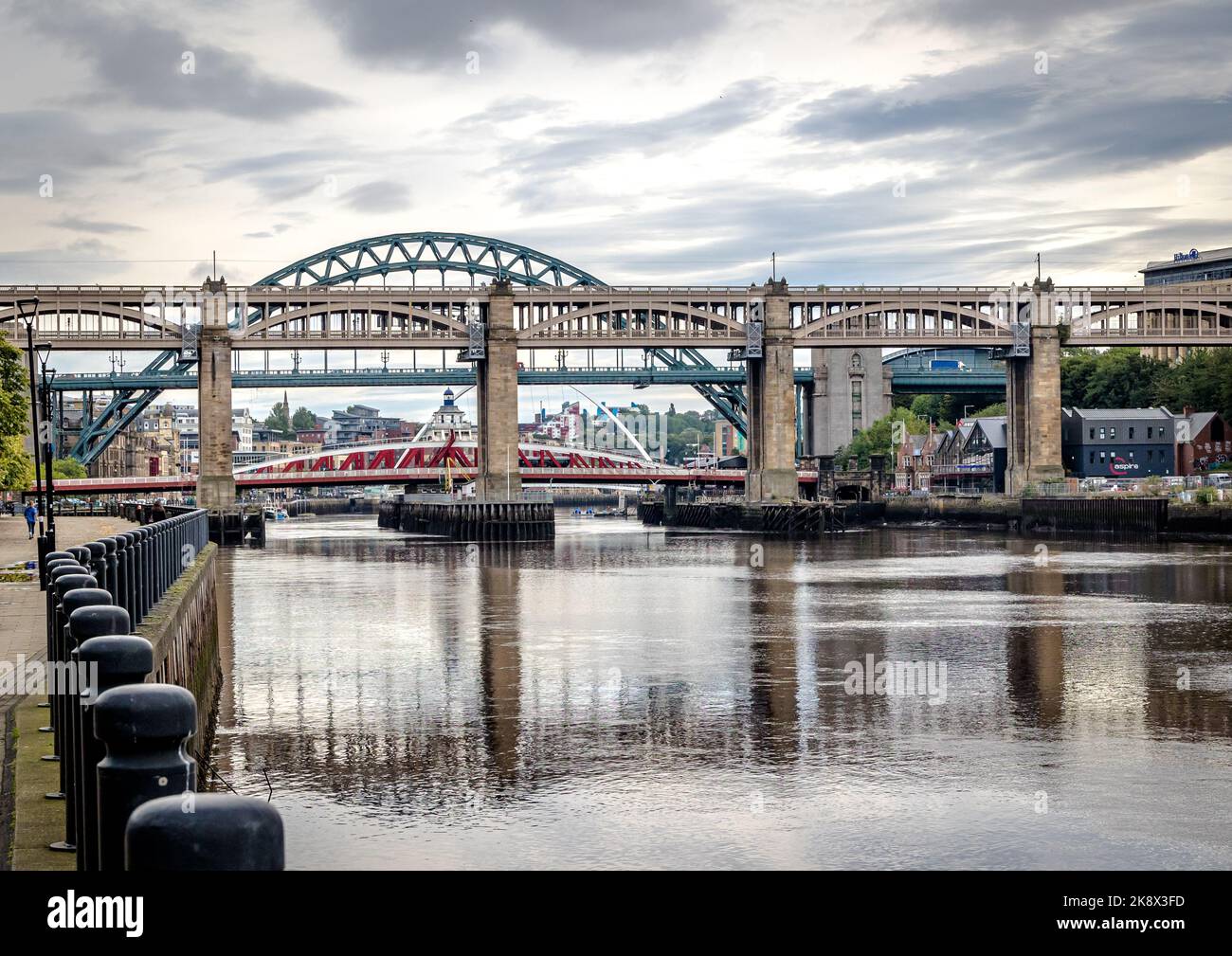 Tyne Bridges from Newcastle Quayside including the Swing Bridge and ...