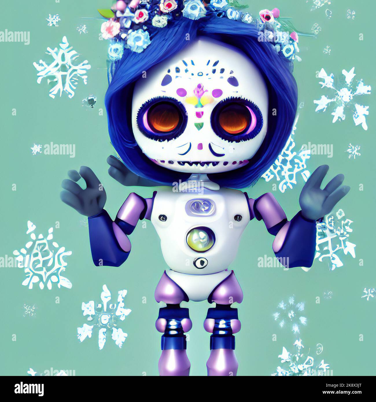 Sugar Skull Robots celebrating the Day of the Dead Festival after ...