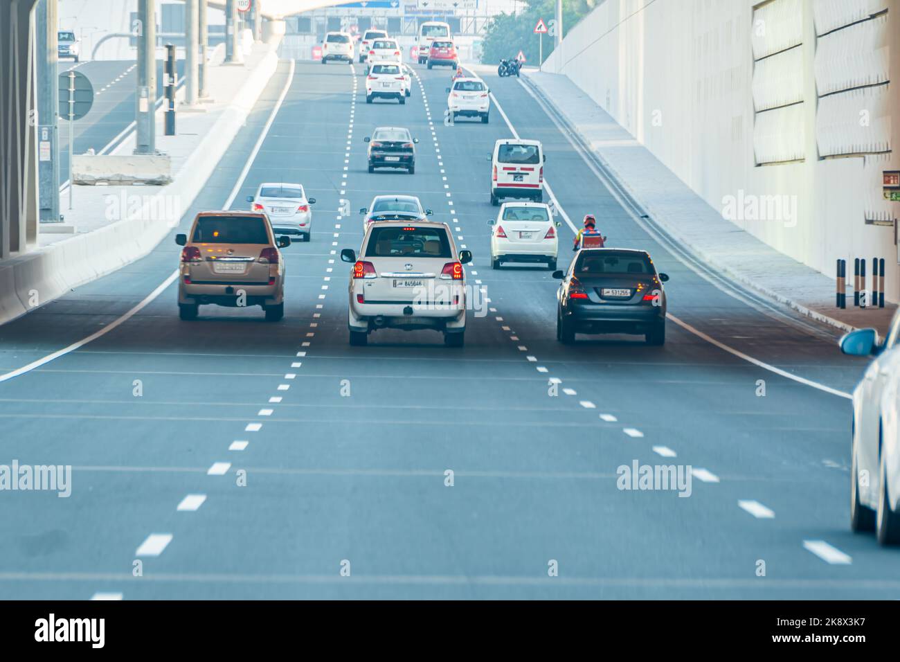 Lusail Corniche Road. Traffic lane and Sign Boards Stock Photo - Alamy
