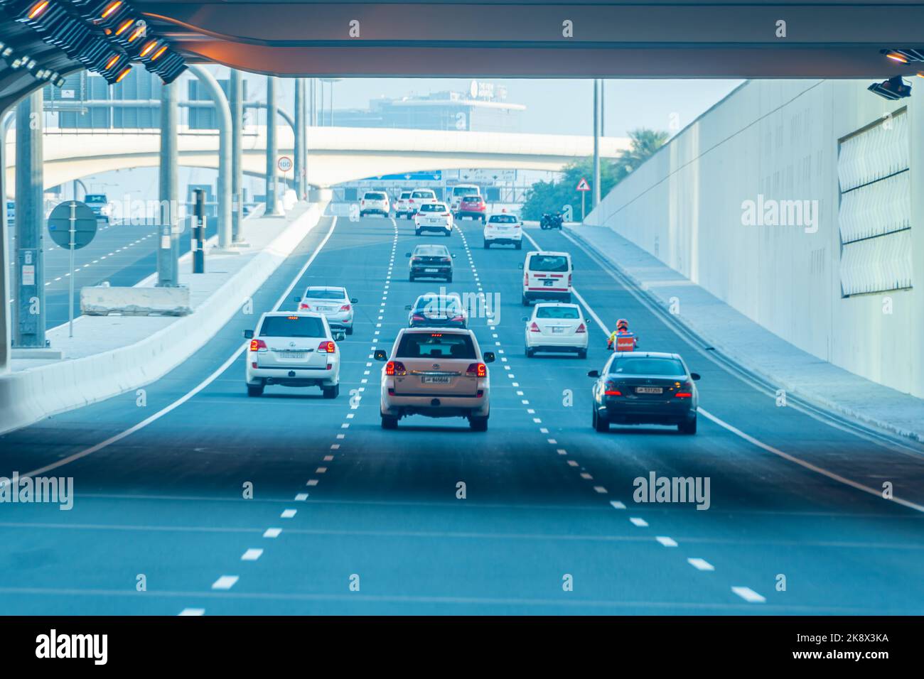 Lusail Corniche Road. Traffic lane and Sign Boards Stock Photo - Alamy