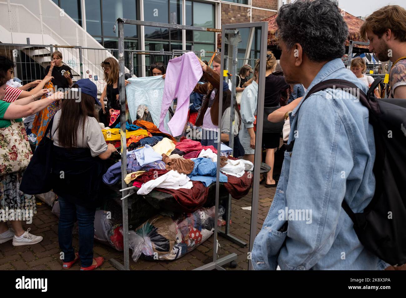 Netherlands, Amsterdam, July 2021. Illustration of daily life in ...