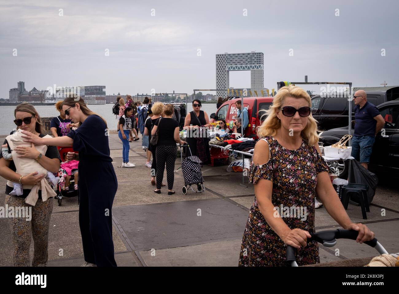 Netherlands, Amsterdam, July 2021. Illustration of daily life in ...