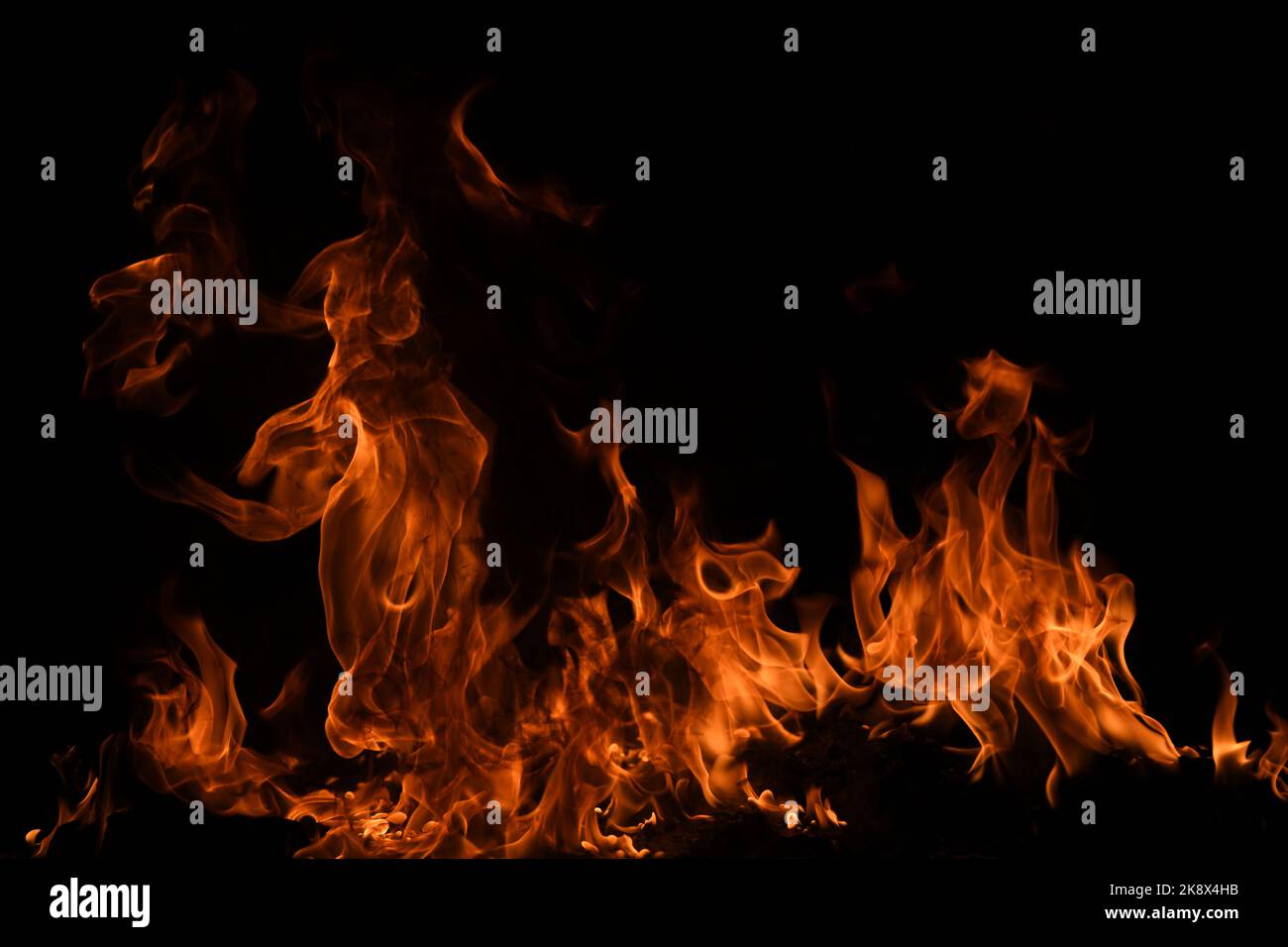 Flame fires. Burn lights on a black background. Fire flames on black ...