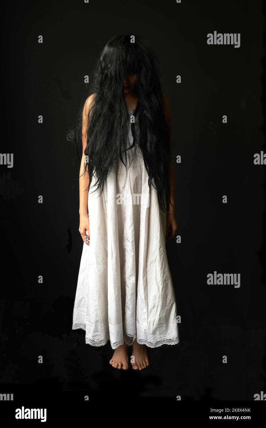 Happy Halloween day in Scary ghost woman. Asian ghost or zombie horror ...