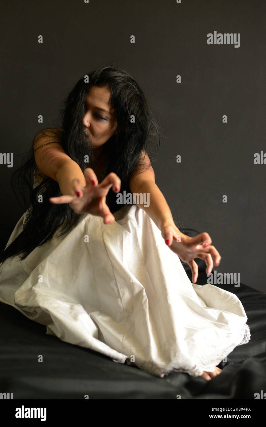 Happy Halloween Day In Scary Ghost Woman Asian Ghost Or Zombie Horror