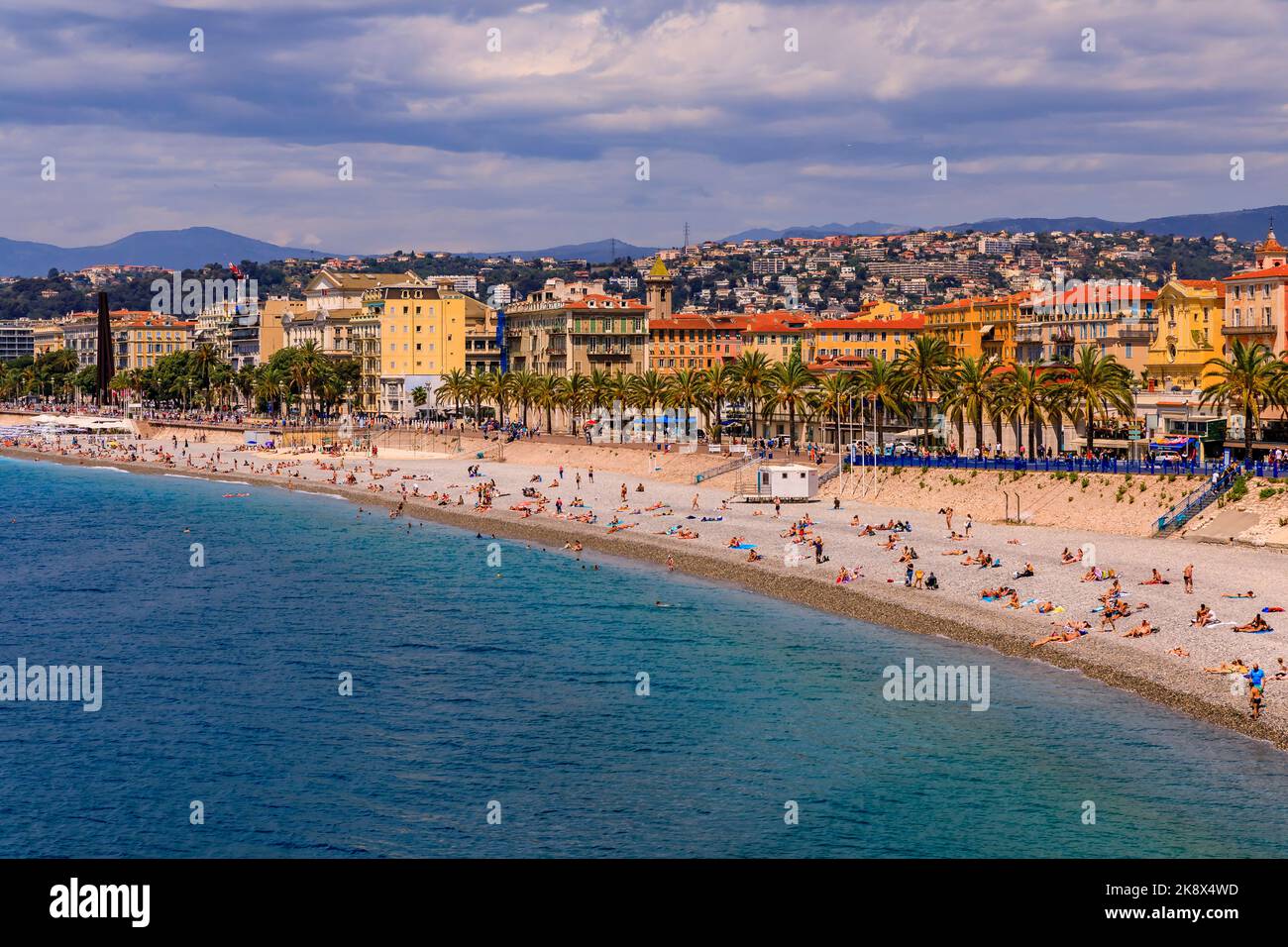 Aerial panoramic view of Nice coastline and beach on the Mediterranean ...