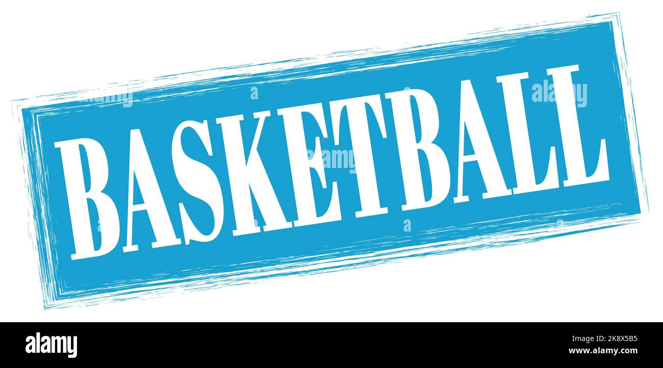 BASKETBALL text written on blue rectangle stamp sign Stock Photo - Alamy