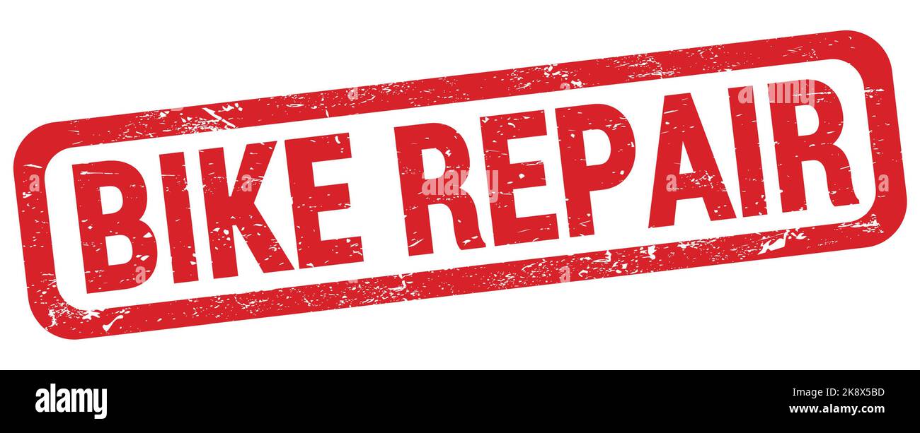 BIKE REPAIR text written on red rectangle stamp sign Stock Photo - Alamy