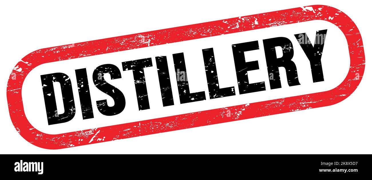 DISTILLERY, text on red-black rectangle stamp sign Stock Photo - Alamy