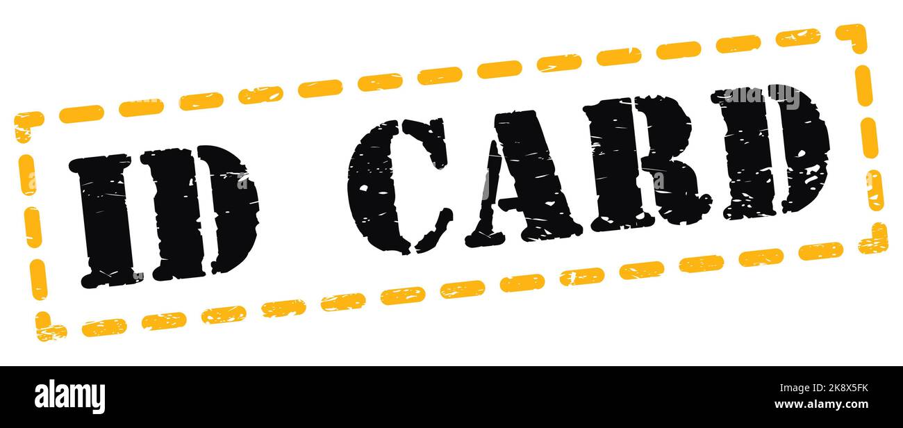 ID CARD text written on yellow-black dash stamp sign Stock Photo - Alamy