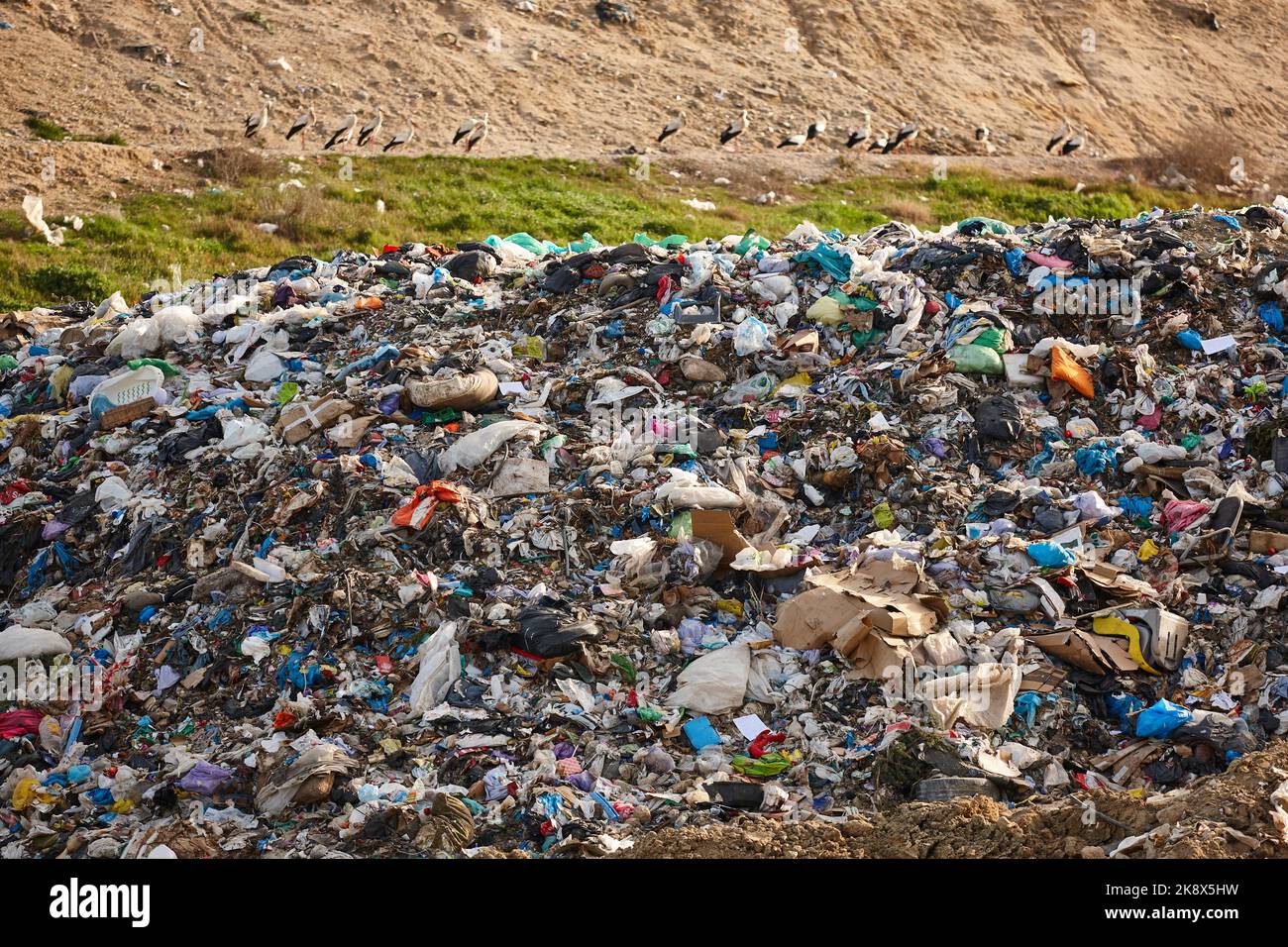 Open air garbage dump. Plastic waste pollution. Recycling junk ...