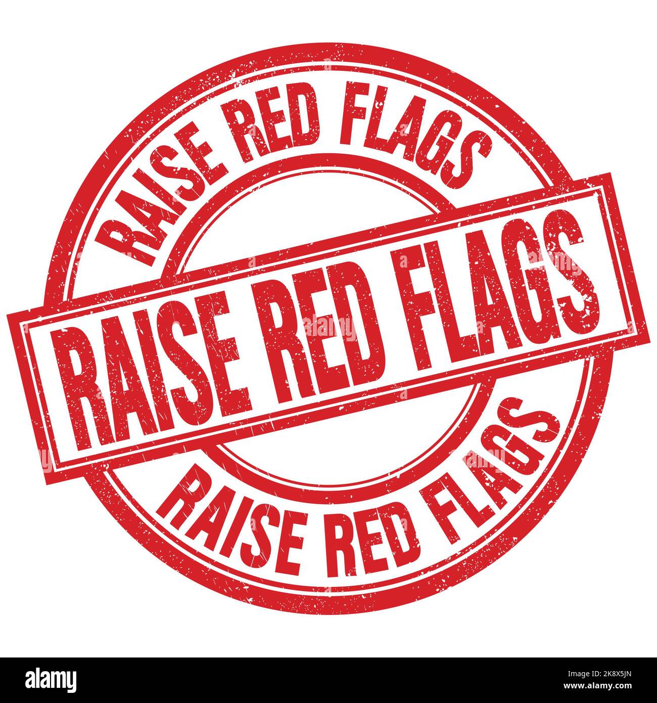 RAISE RED FLAGS text written word on red round stamp sign Stock Photo ...