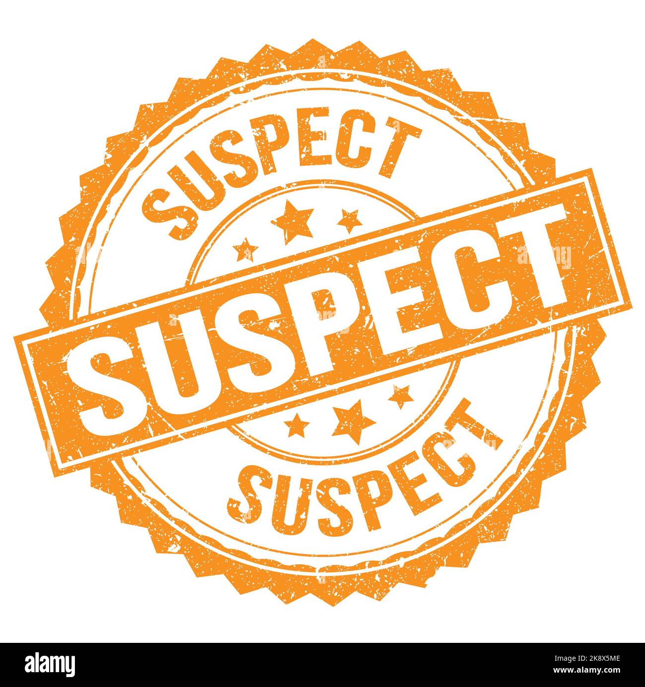 SUSPECT text written on orange round stamp sign Stock Photo - Alamy