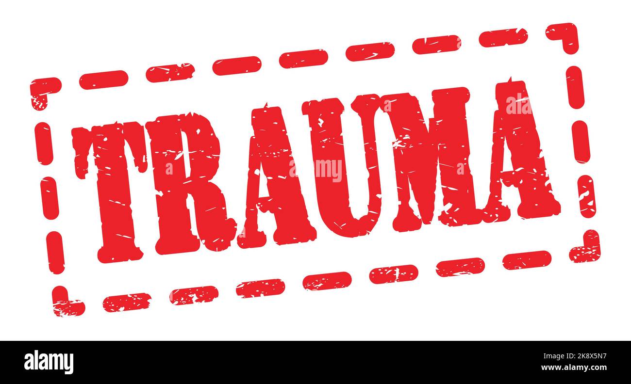 TRAUMA text written on red dash stamp sign Stock Photo - Alamy