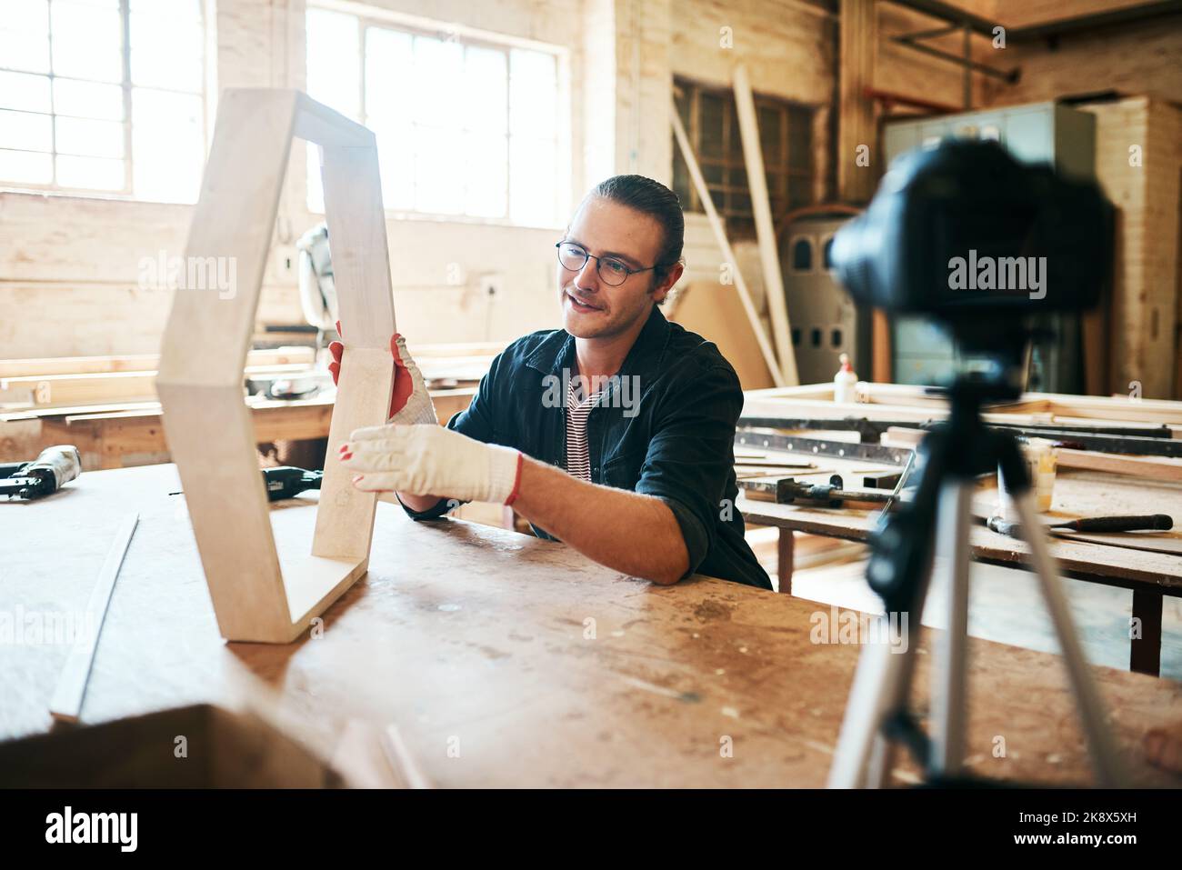 This type of wood is always easy to work with. young carpenter ...
