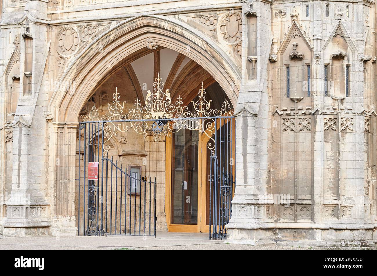 The gated entrance at the west front of the medieval christian ...