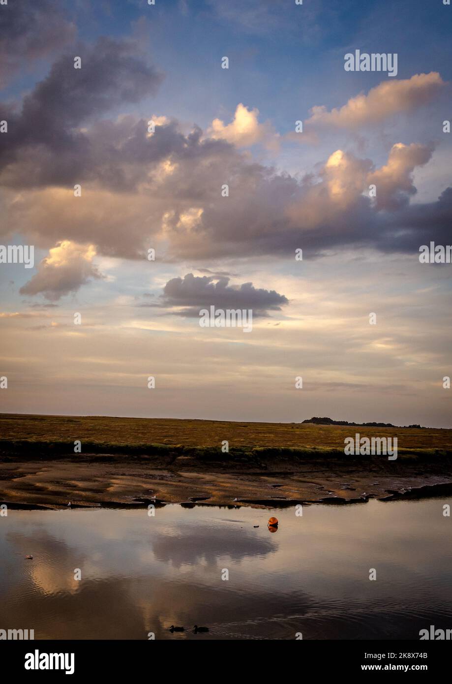 Landscape of boats and seashore at Wells next the Sea Norfolk with big ...