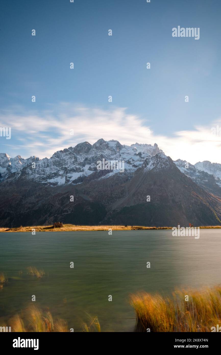 Alps peak in early October. snow on the top of the mountain. Mountain ...