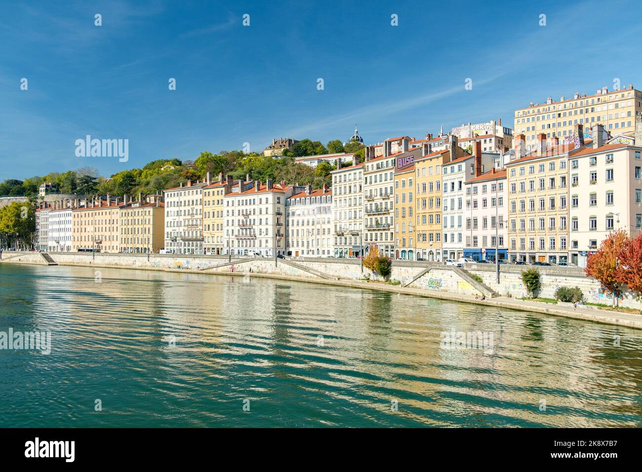 Riverside street in lyon hi-res stock photography and images - Alamy