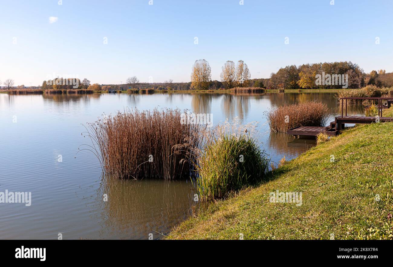 Landscape by the lake on a sunny October day.Poland Stock Photo - Alamy