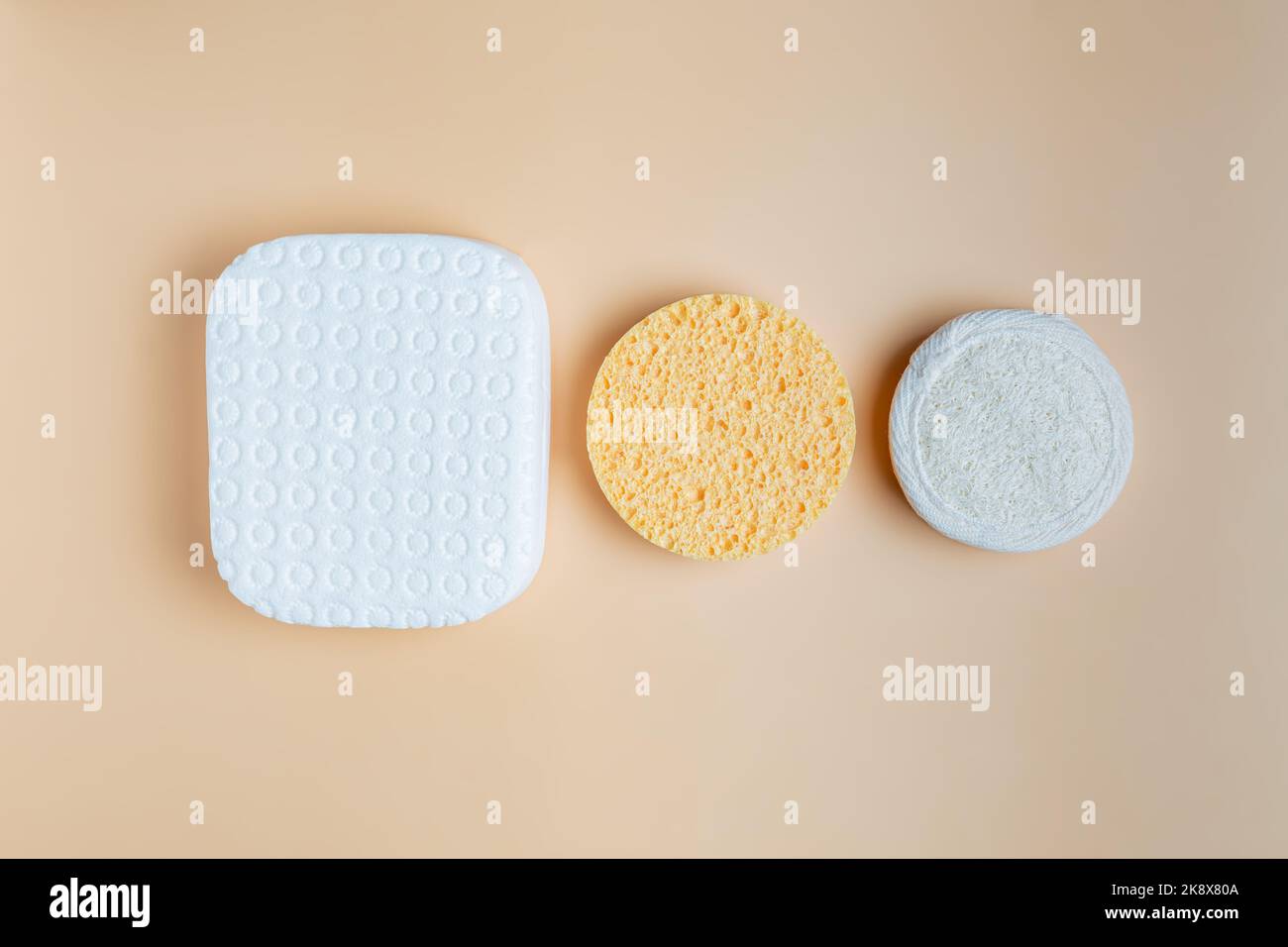 set of different sponges for the face. Cleansing and exfiliating ...
