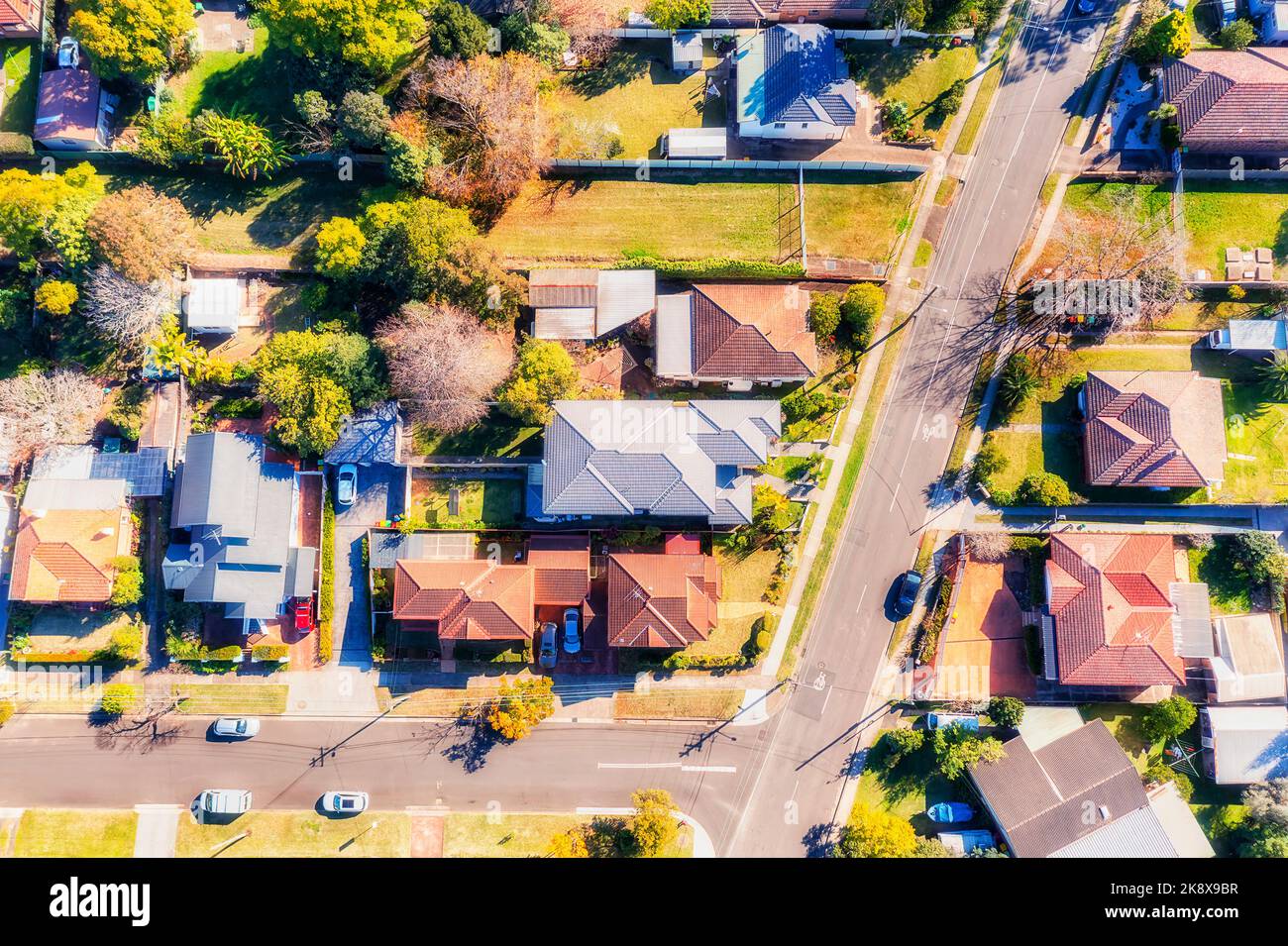 Residential suburbs of low-rise detached houses in Western Sydney city ...