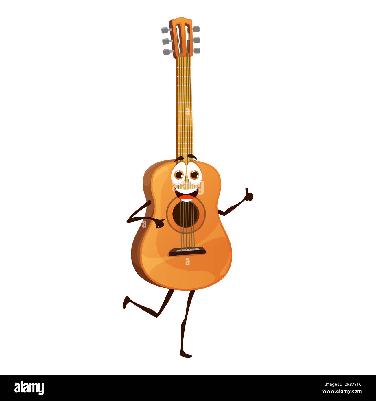 Cartoon acoustic guitar character. Isolated vector musical string ... Cartoon acoustic guitar character. Isolated vector musical string ...