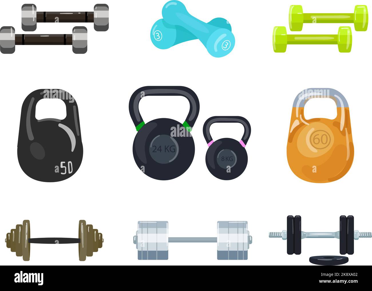 Dumbell icons set cartoon vector. Gym weight Stock Vector Image & Art ...
