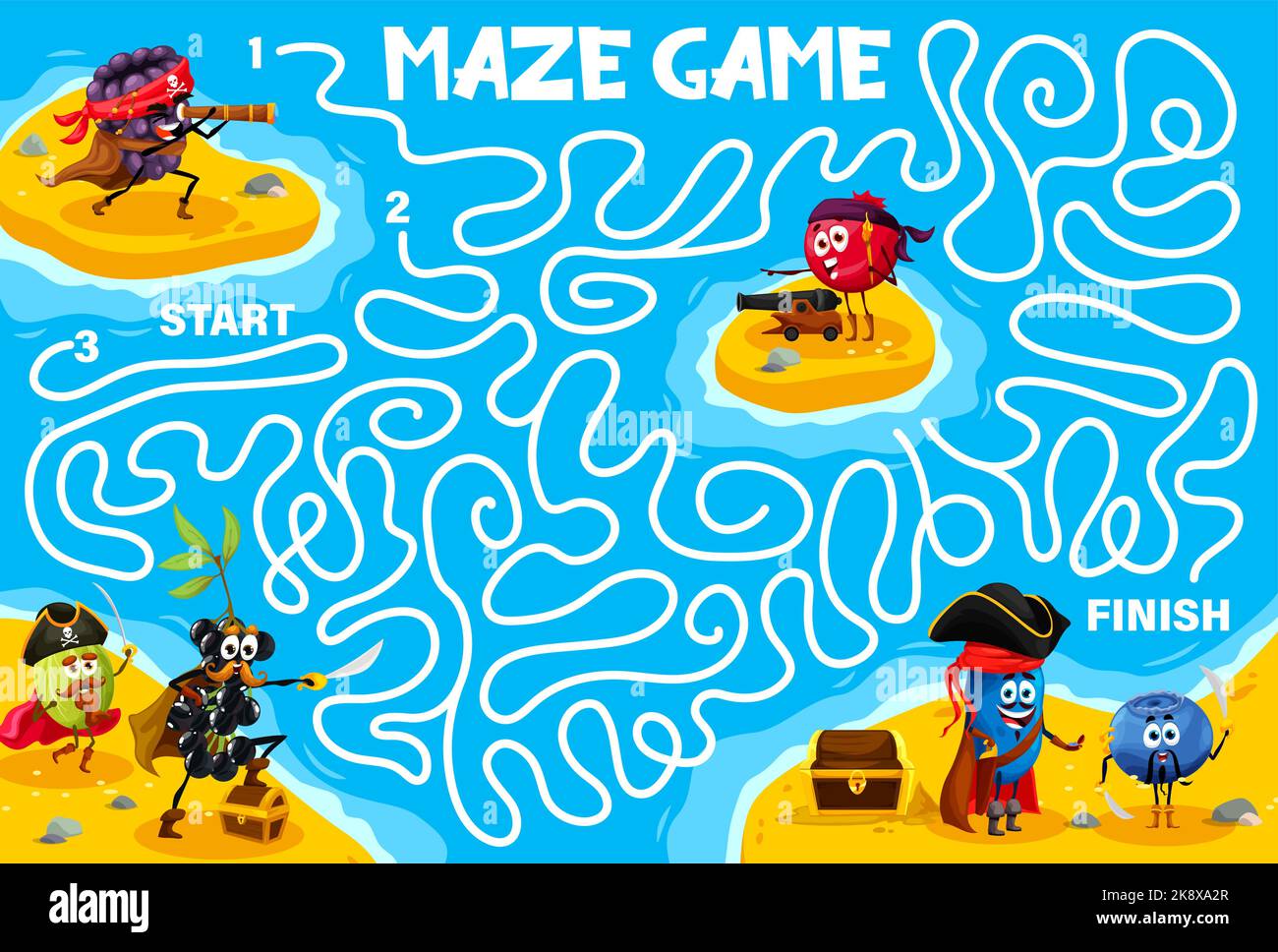 Labyrinth maze game. Help to berry pirates and corsairs find a treasure ...