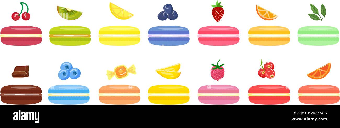 Macarons icons set cartoon vector. Dessert pastry Stock Vector Image ...