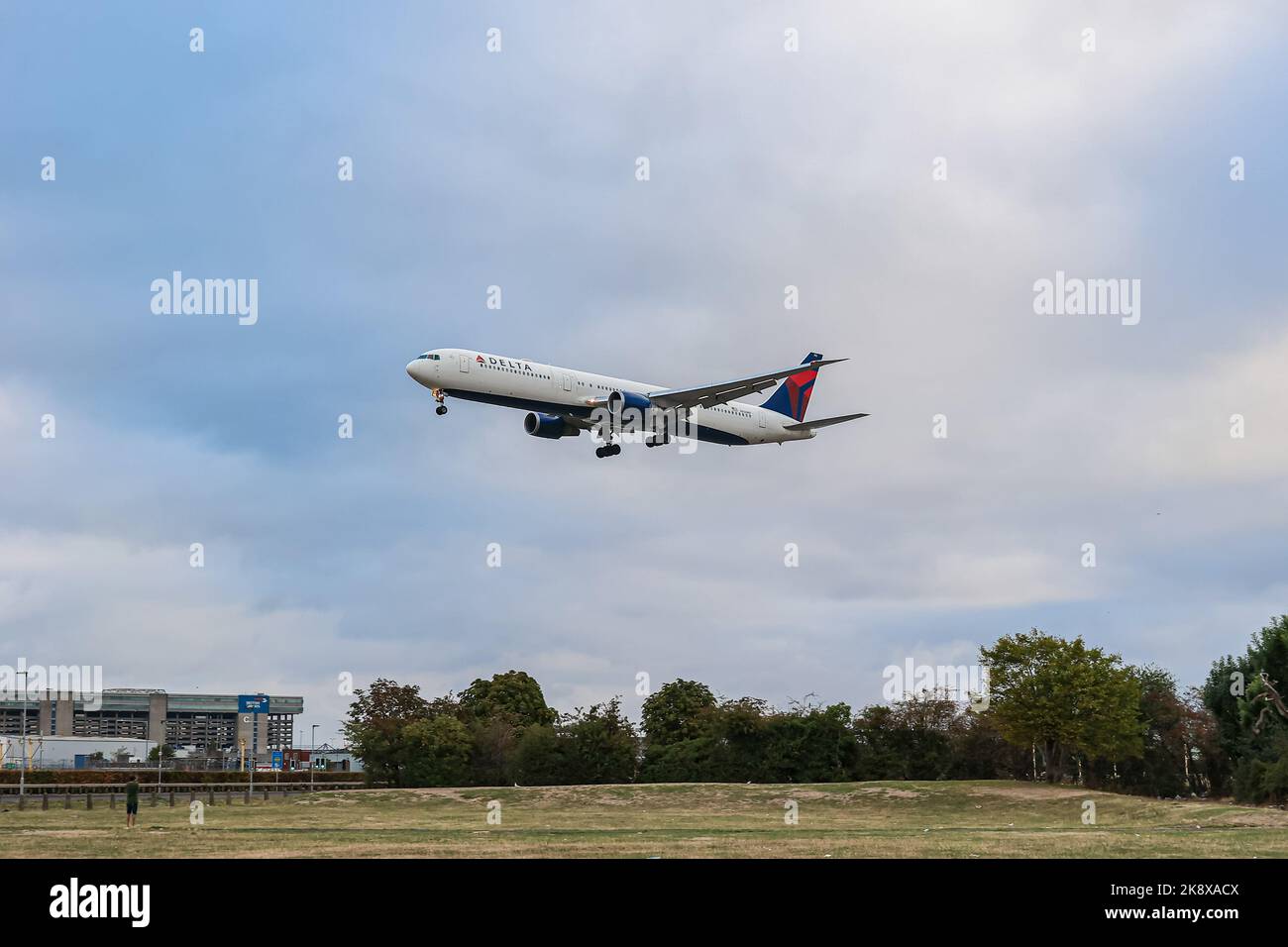 Delta Air Lines wide-body Boeing 767-400 airplane with tail number ...