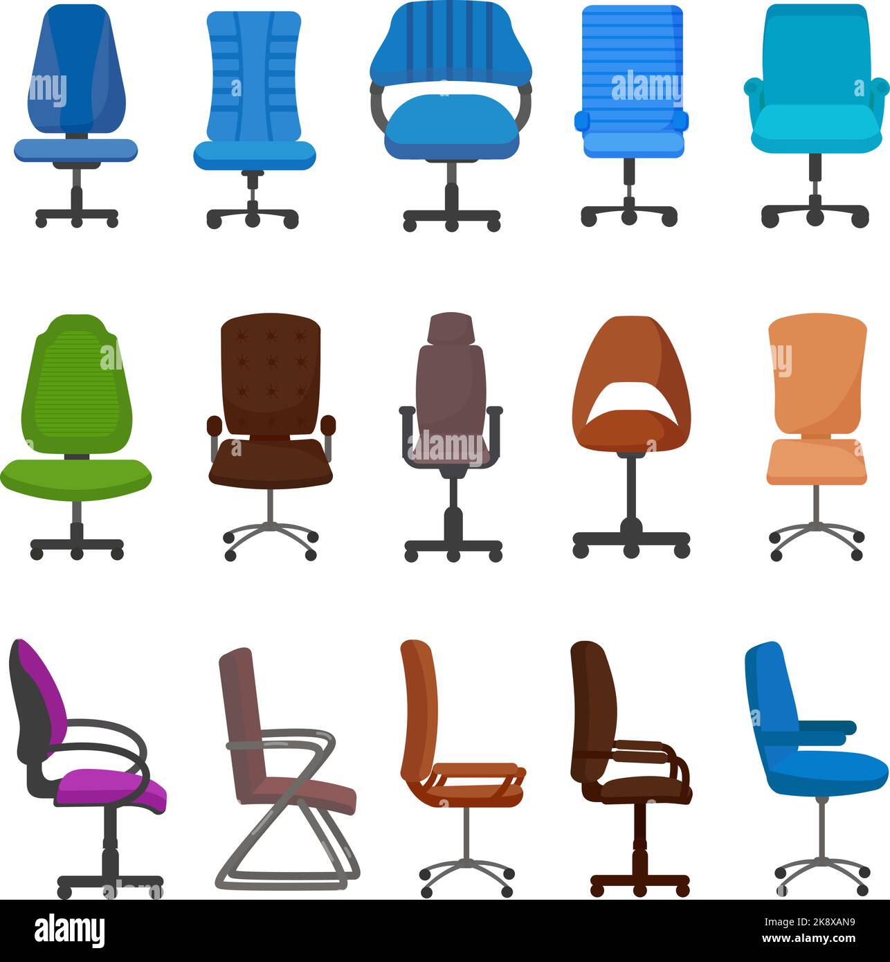 Desk chair icons set cartoon vector. Desk office Stock Vector Image ...
