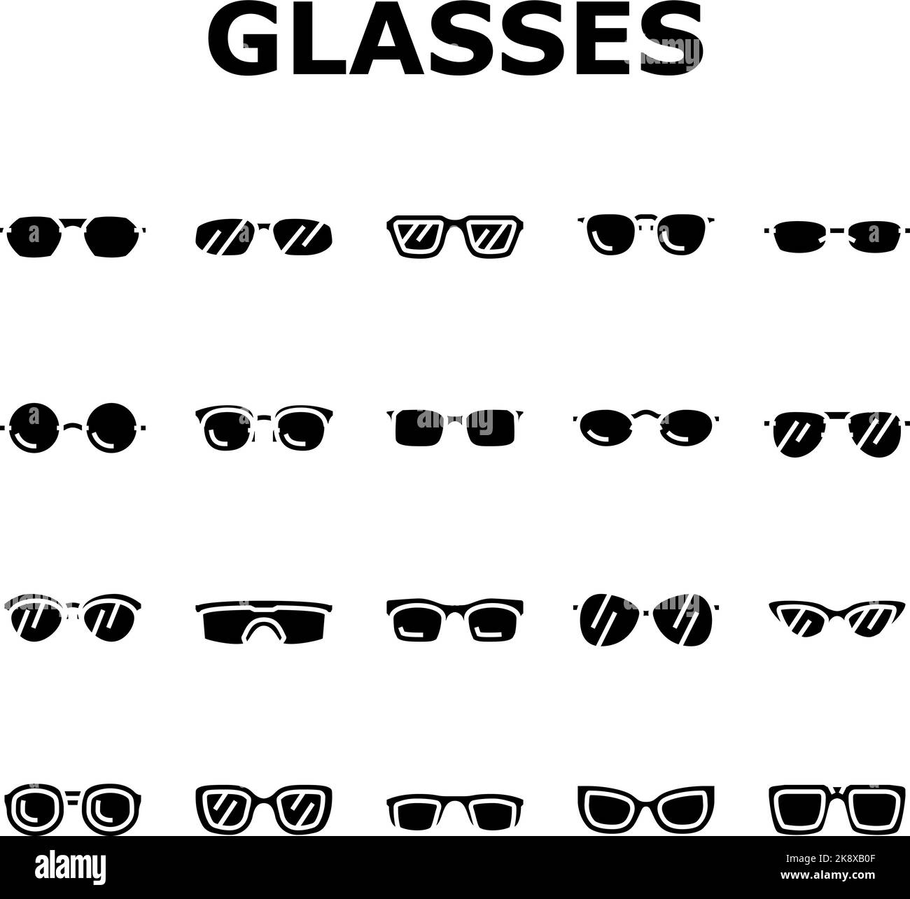 glasses optical style frame icons set vector Stock Vector Image & Art ...