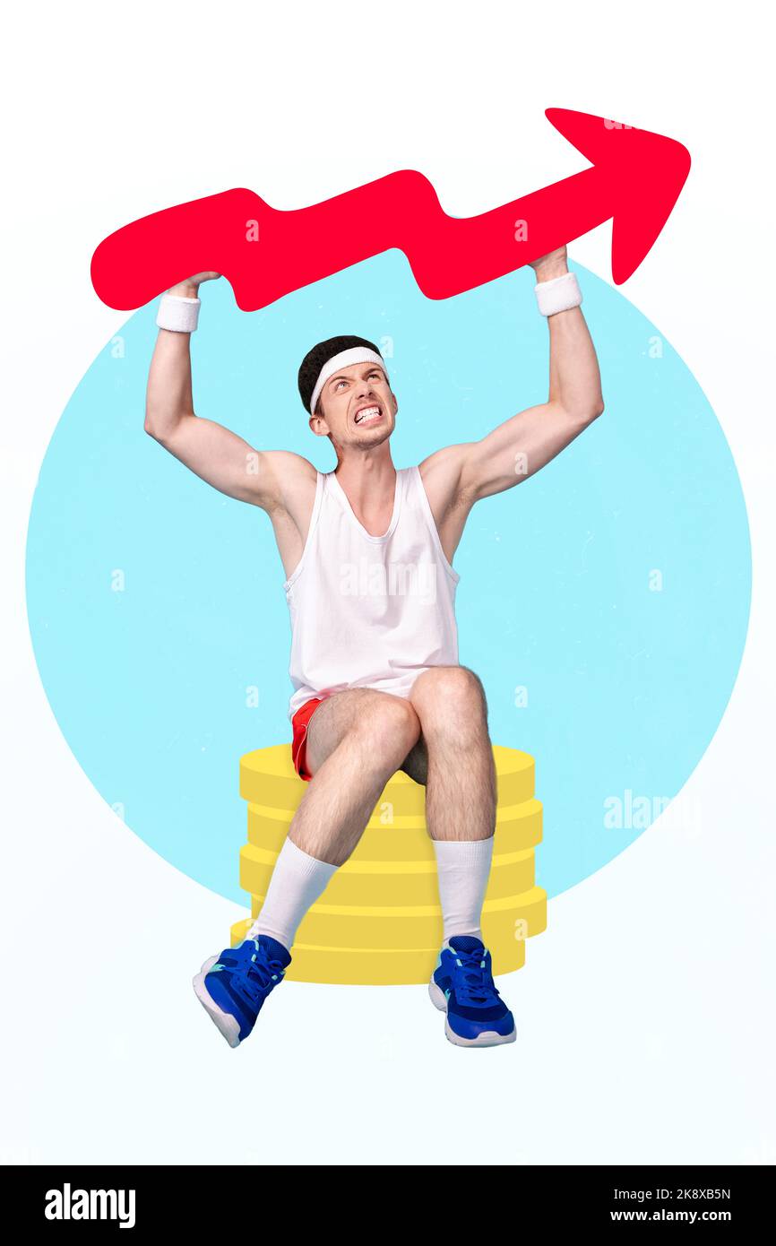 Collage 3d image of pinup pop retro sketch of purposeful sporty guy ...