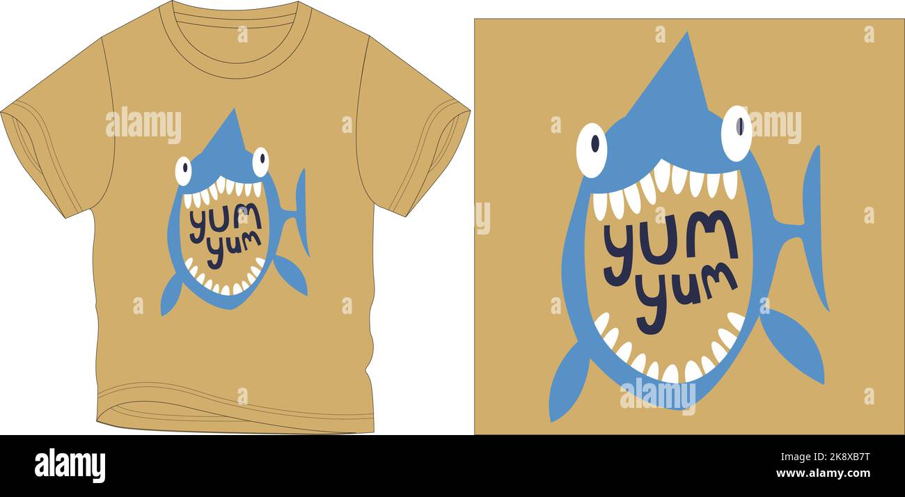 Yum Yum shark Graphic design vector illustration Stock Vector Image ...