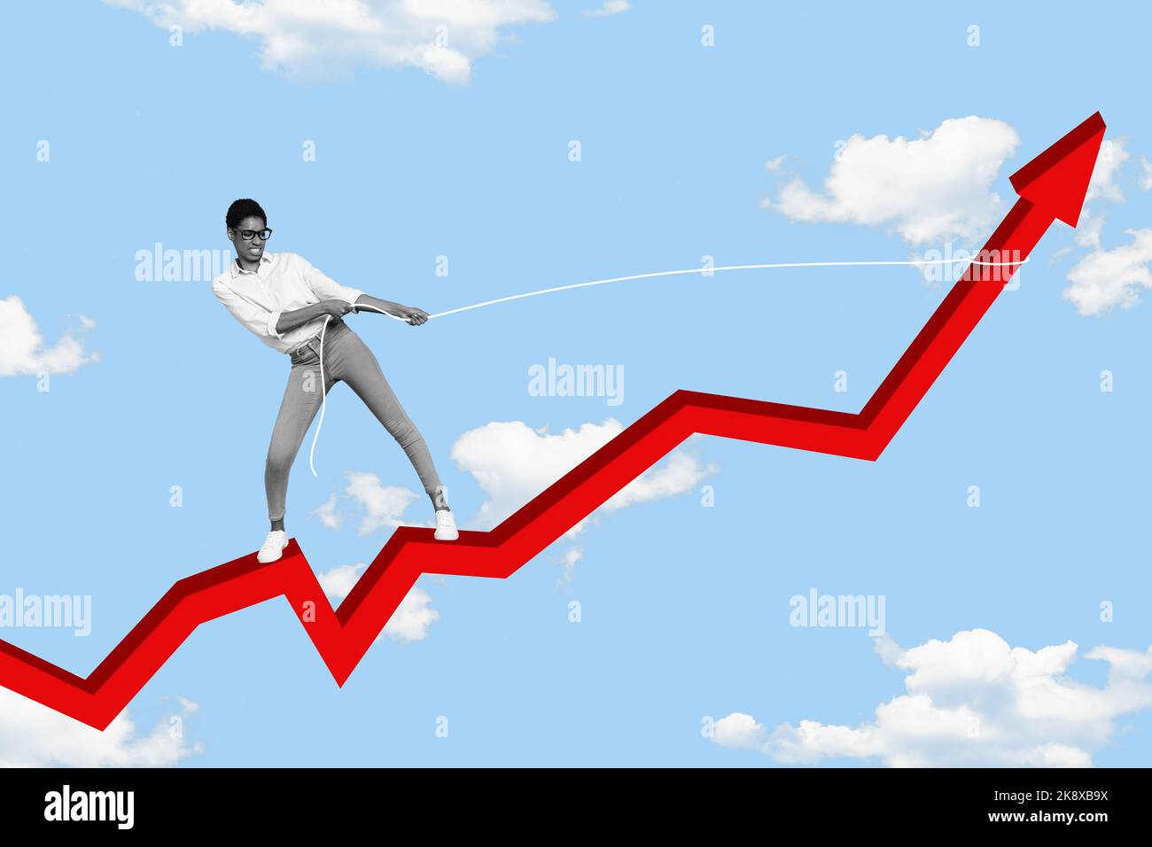 Photo cartoon comics sketch picture of purposeful lady pulling heavy ...