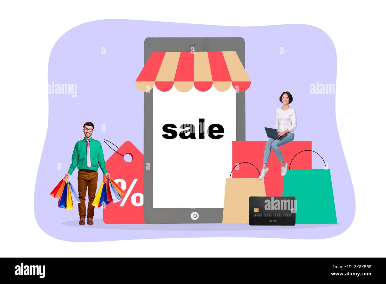 Photo cartoon comics sketch picture of happy smiling ordering clothes ...