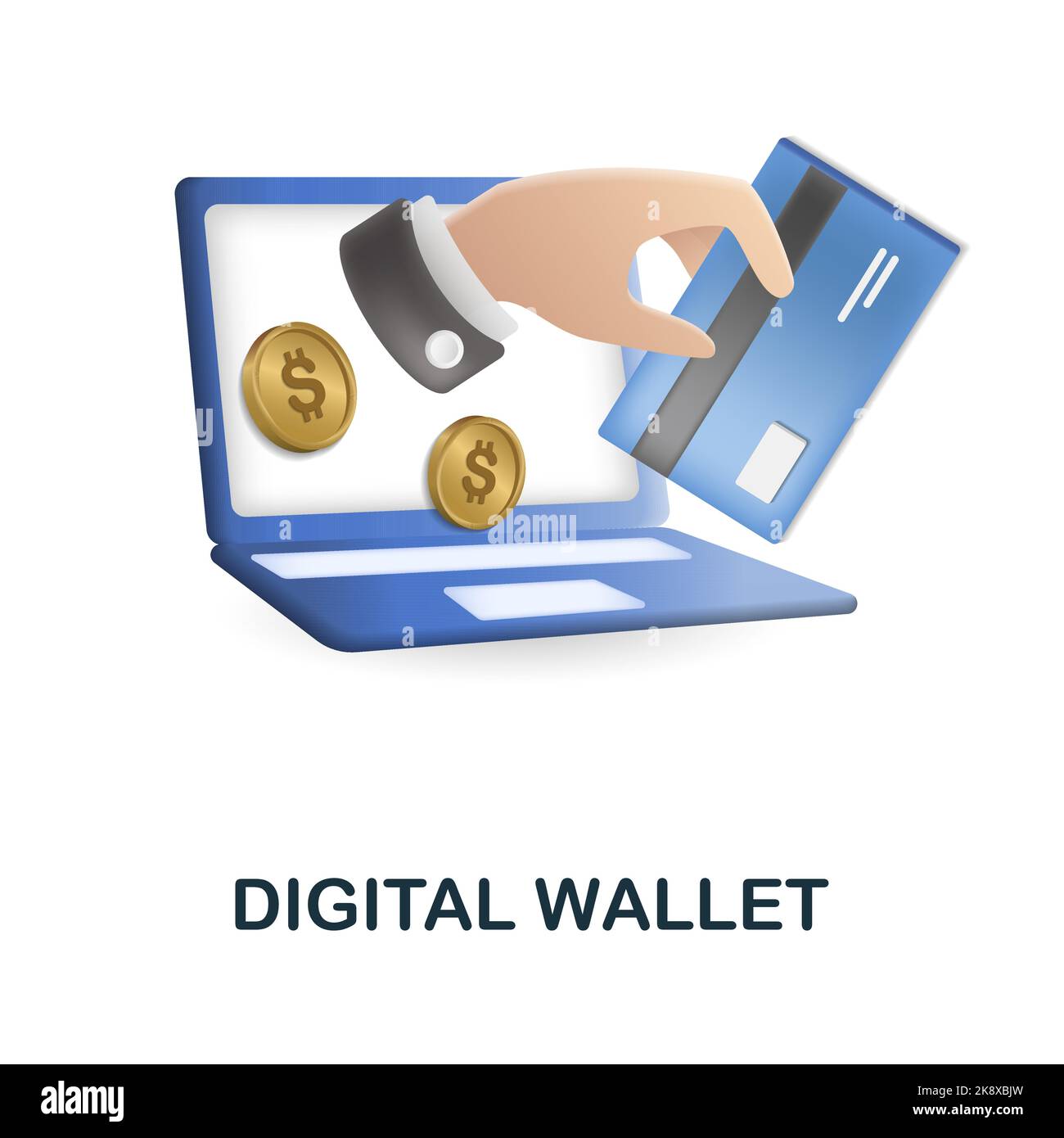 Digital Wallet icon. 3d illustration from fintech industry collection ...