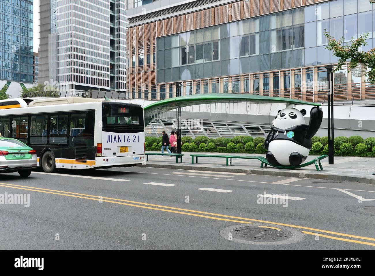 After China's first panda-themed bus stop was unveiled recently, due to ...