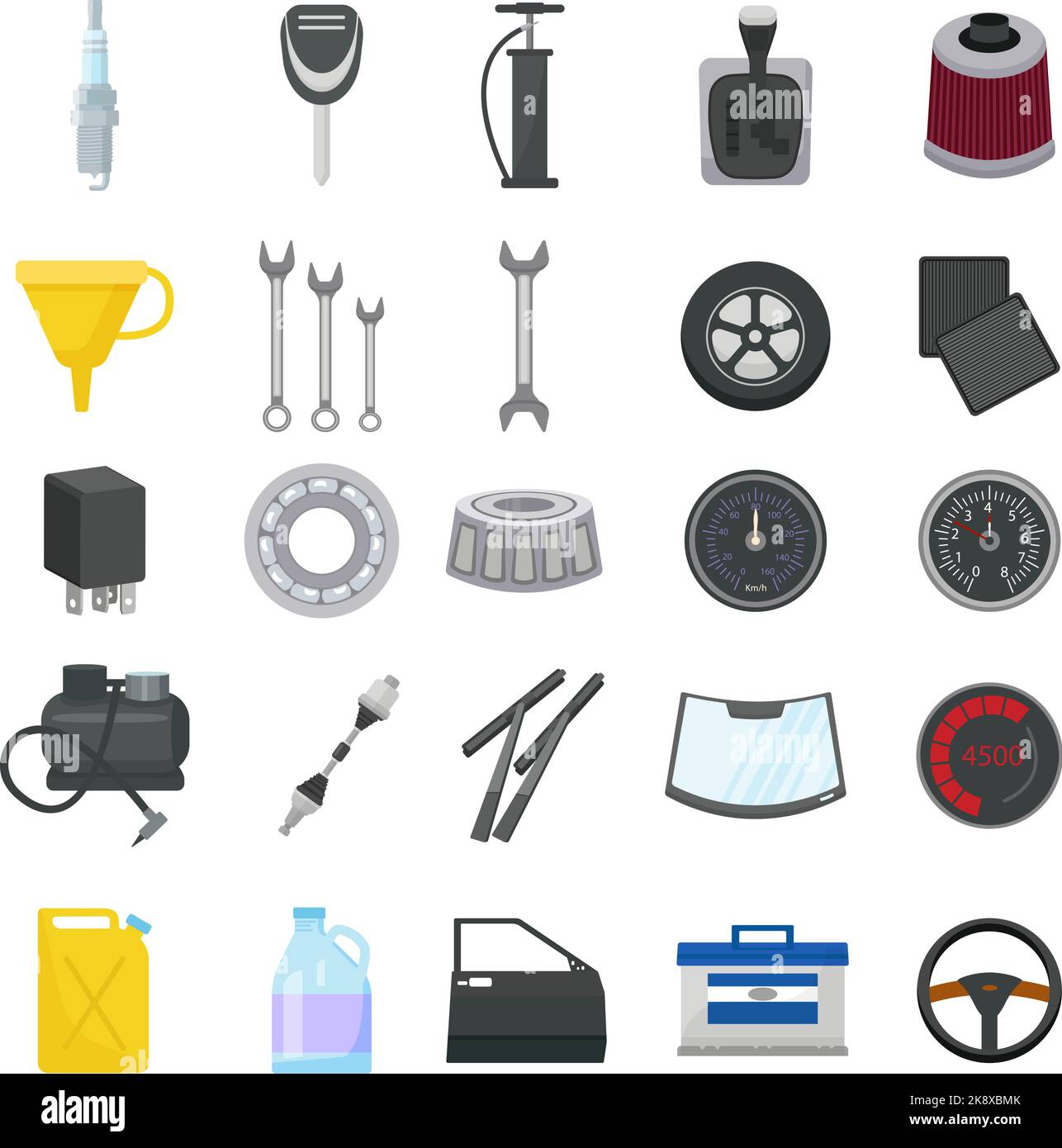 Car parts icons set cartoon vector. Car engine Stock Vector Image & Art ...