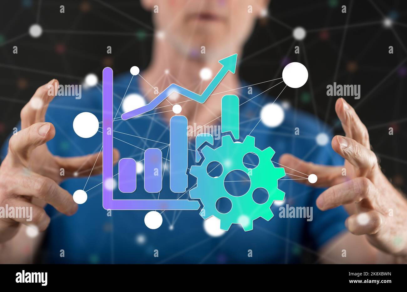 Productivity concept between hands of a man in background Stock Photo ...