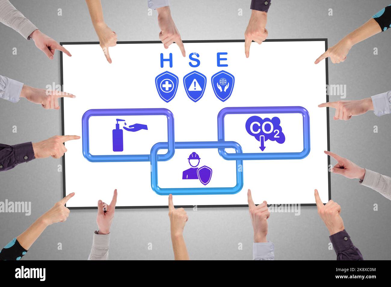 Hands pointing to hse concept Stock Photo - Alamy