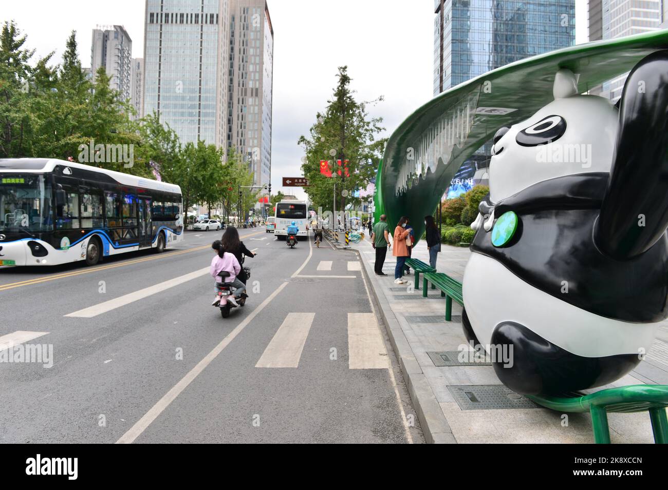 After China's first panda-themed bus stop was unveiled recently, due to ...