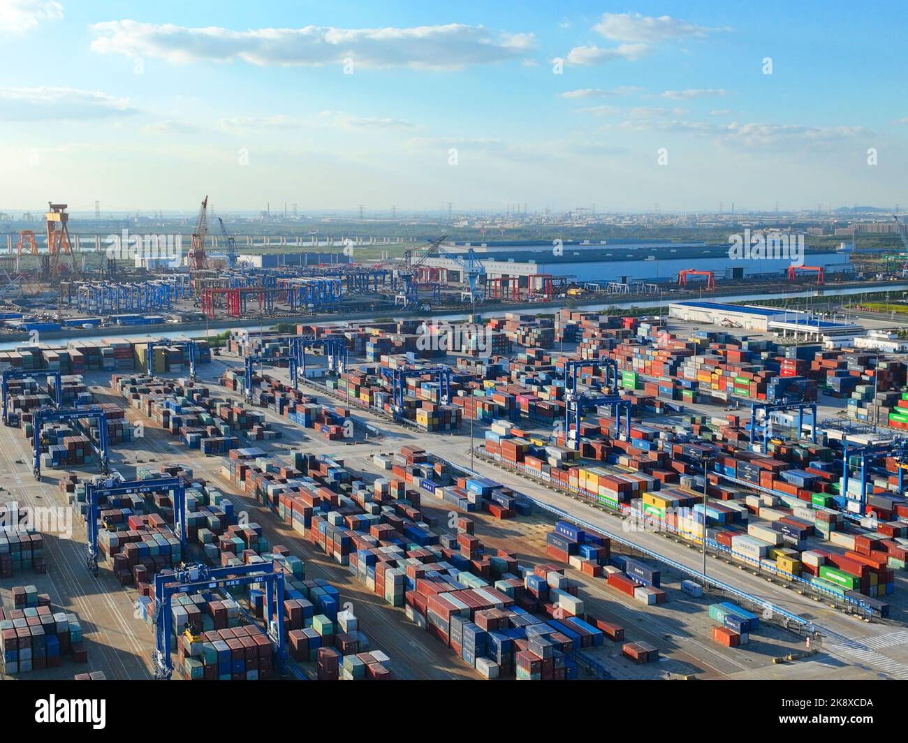 The wharf in the container operation area of Tonghai Port area of ...